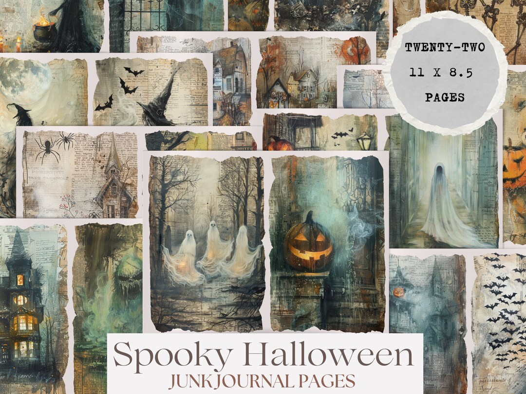 Halloween Junk Journal Kit Vintage Style Spooky Junk Journal Page ...