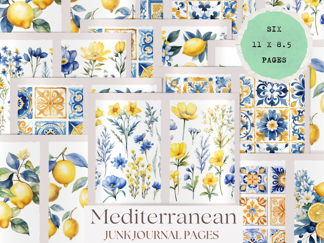 Mediterranean Junk Journal Kit Vintage Style Syrian Sea Journal Page ...