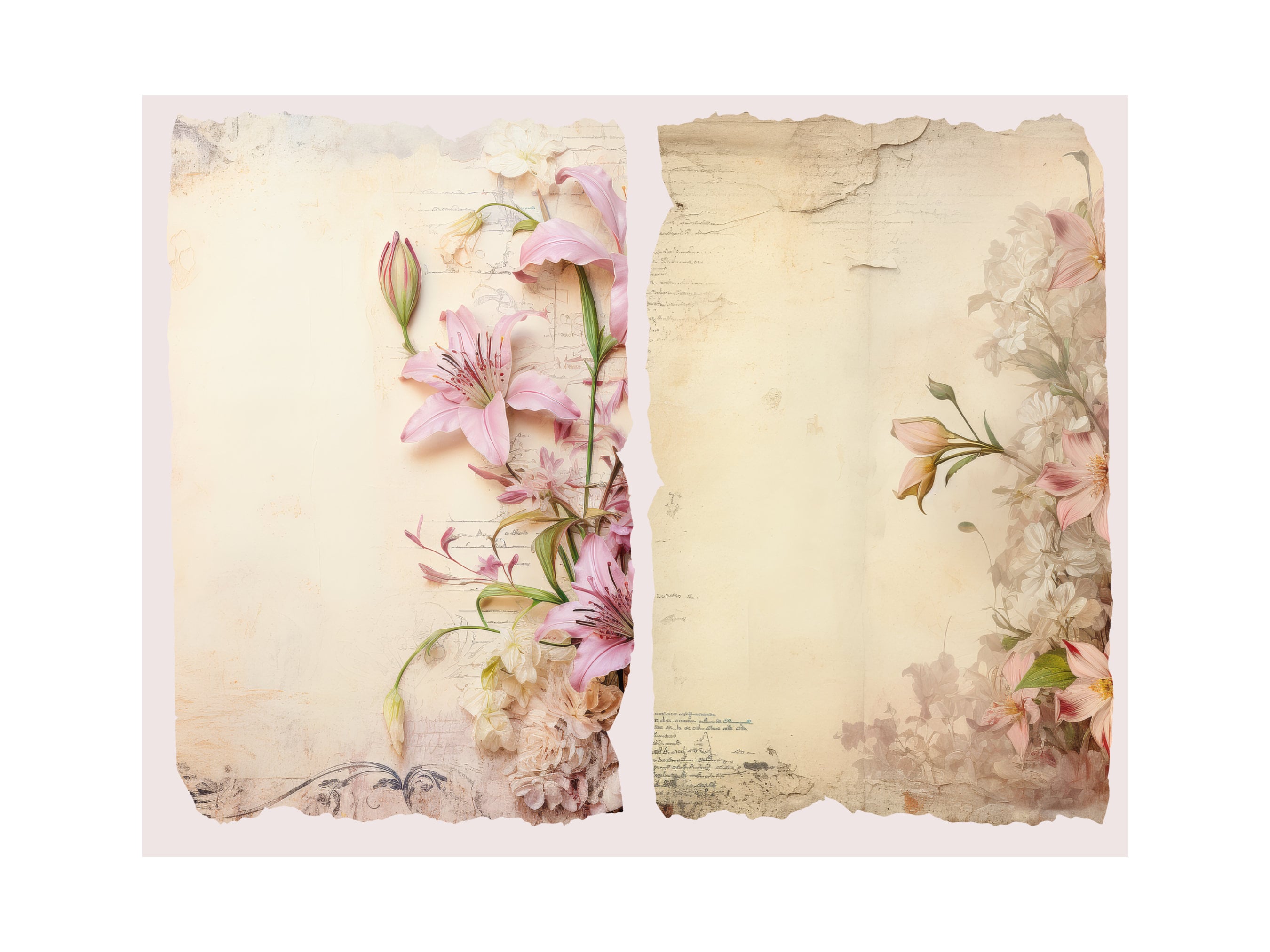 Shabby Chic Floral Junk Journal Kit Vintage Style Flowers Journal Page ...