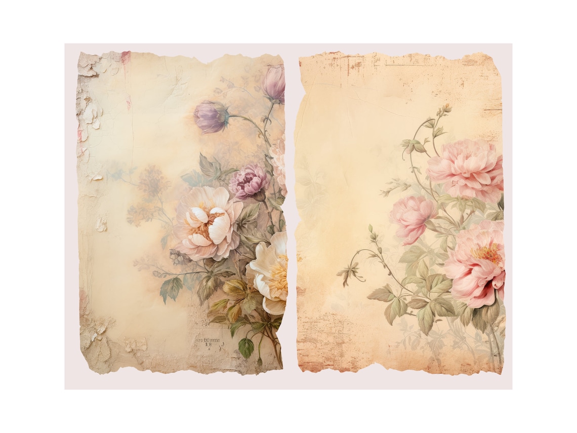 Shabby Chic Floral Junk Journal Kit Vintage Style Flowers Journal Page ...