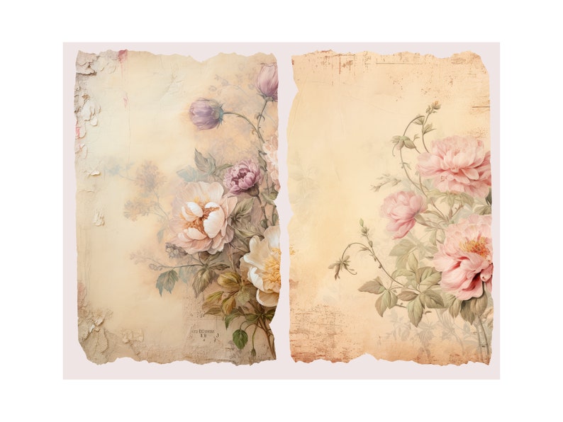 Shabby Chic Floral Junk Journal Kit Vintage Style Flowers Journal Page ...