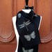 Black Dragonfly and Butterfly Scarf - Thick Black Knit Scarf in Merino ...