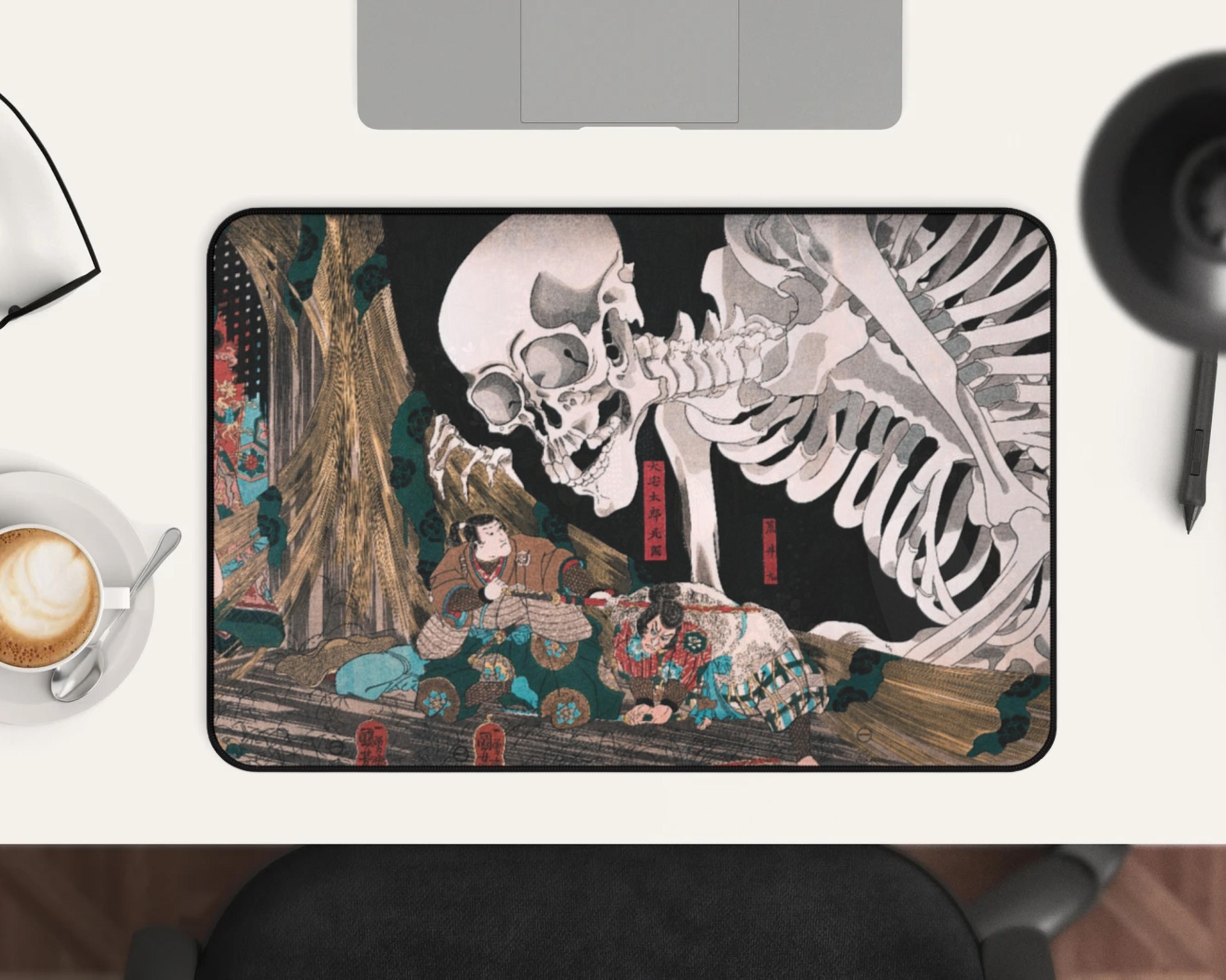Samurai Skeleton Desk Mat, Japanese Warrior Mouse Pad XL, Productivity ...