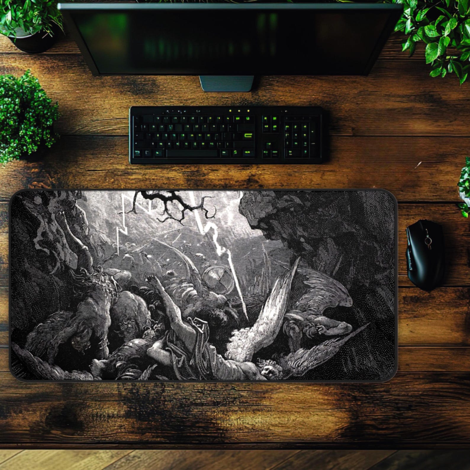 Gothic Desk Mat, Gustave Doré Hell Mouse Pad XXL, Dark Art Desk Decor ...