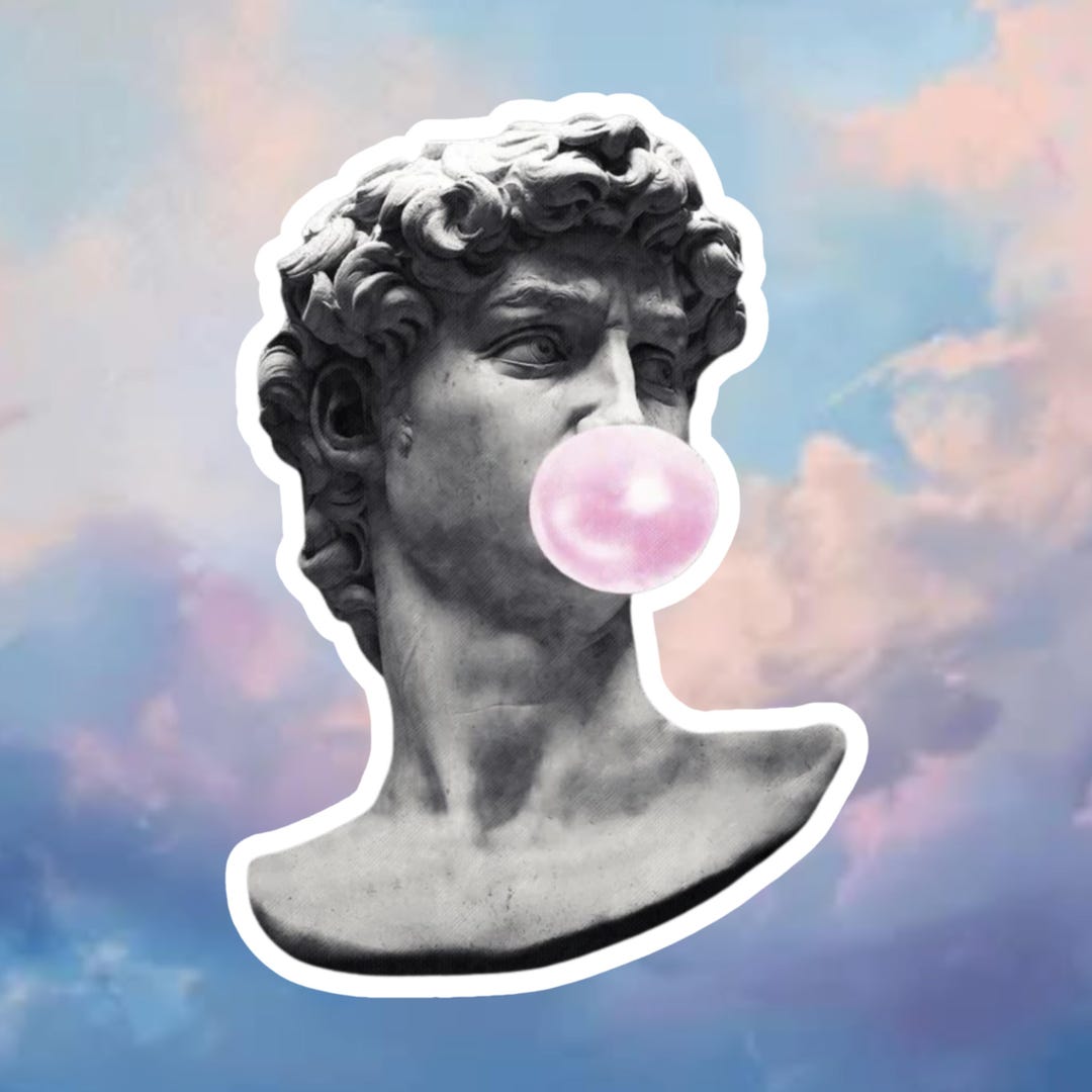 Bubble Gum David Sticker, Funny Italian Renaissance Sticker for Laptops ...