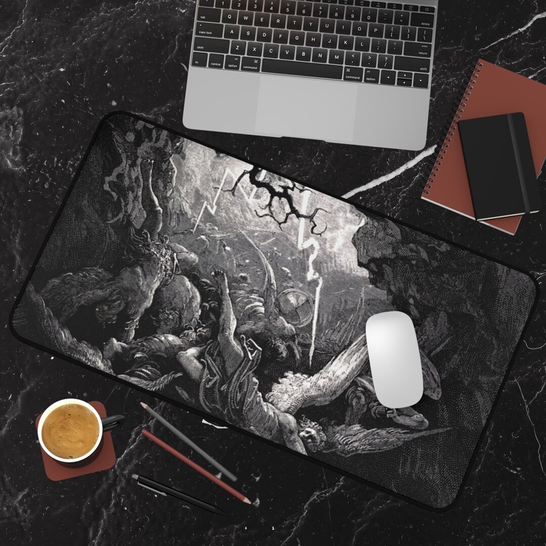 Gothic Desk Mat, Gustave Doré Hell Mouse Pad XXL, Dark Art Desk Decor ...