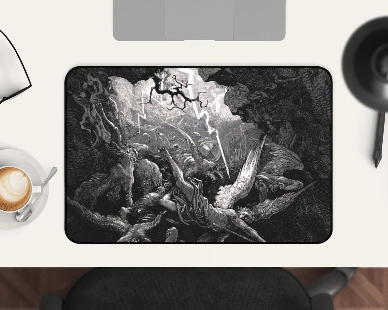 Gothic Desk Mat, Gustave Doré Hell Mouse Pad XXL, Dark Art Desk Decor ...