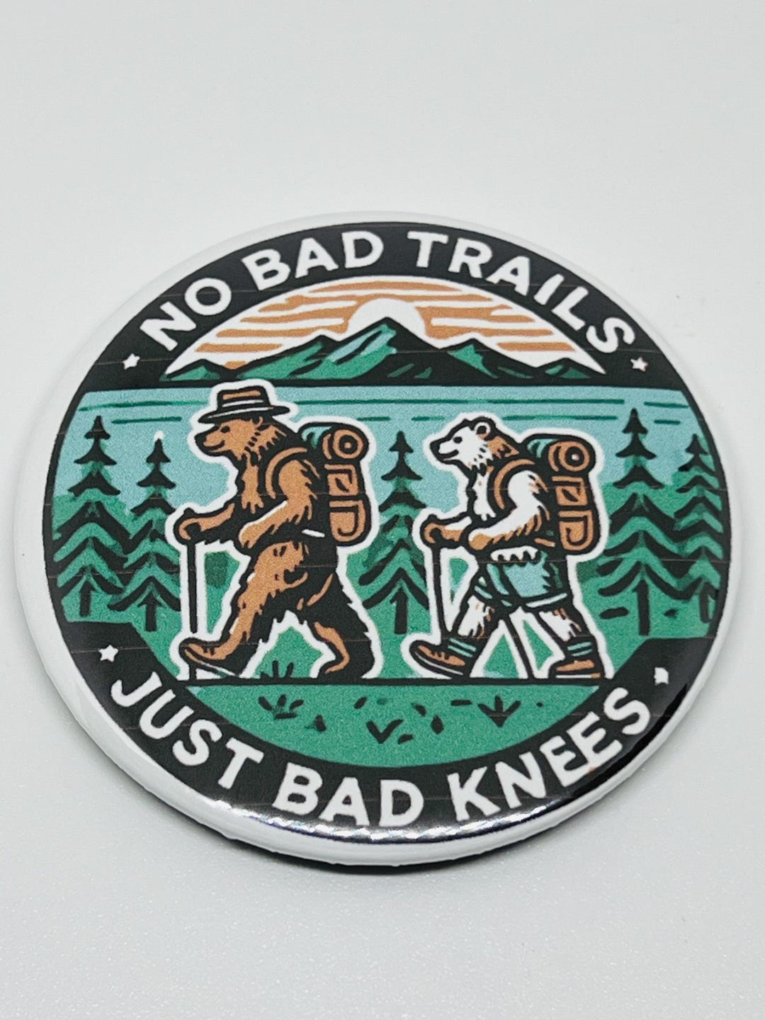 No Bad Trails, Just Bad Knees Hiking Magnet - 2.95 Inch Round Magnet ...