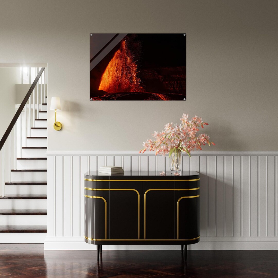 Hawaiian Lava Eruption Wall Art Molten Volcano Night Photography Big ...