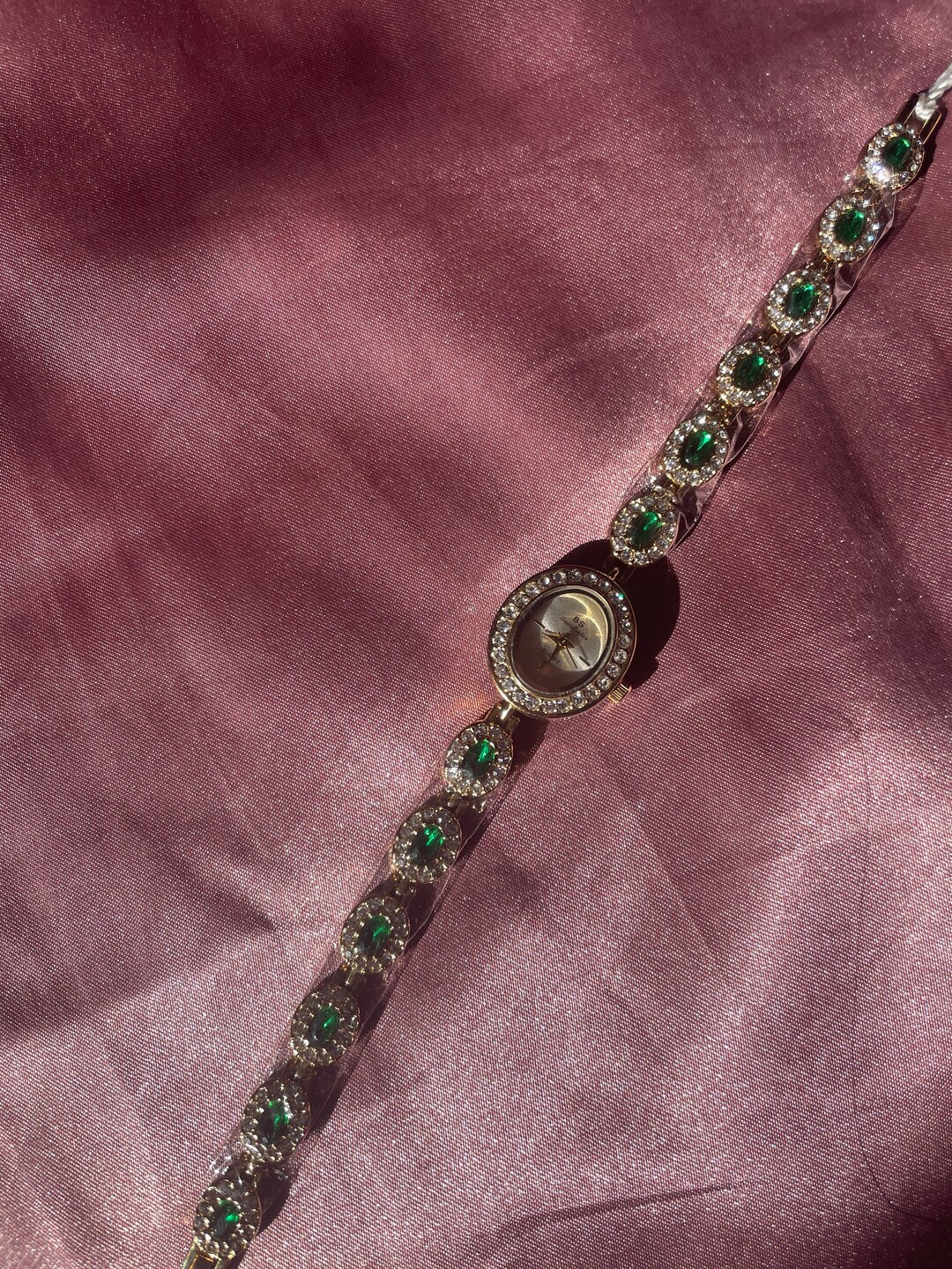 Victorian Vintage Style Dainty Green White Gold Watch stainless Steel ...