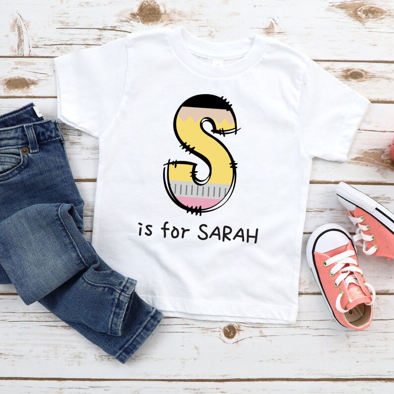 Personalized Back to School Initial Shirt, Pencil Monogram - Etsy