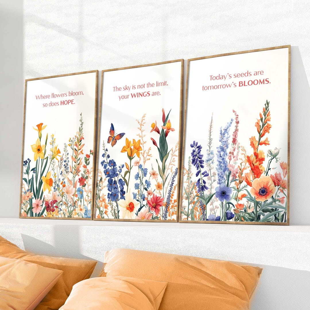 Inspiring Print Arts Flower Poster Set of 3 Floral Wall Art Set ...