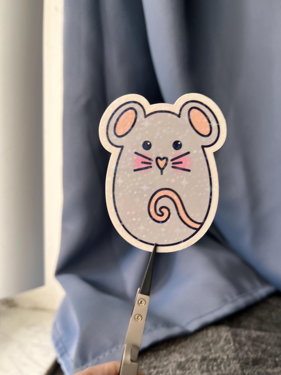 Cute Holographic Sparkly Mouse Vinyl Sticker - Etsy