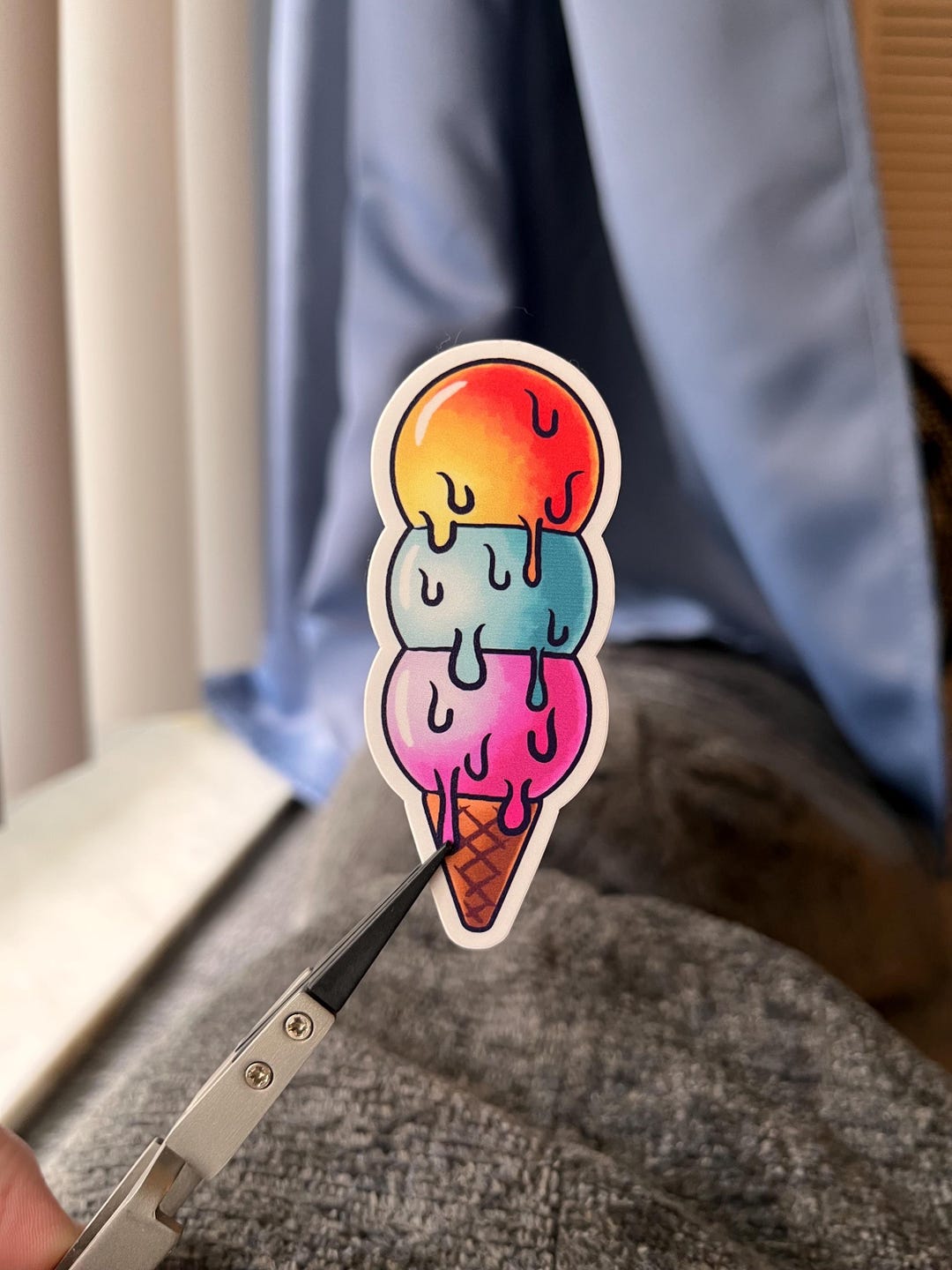 Colorful Beautiful Melting Ice Cream Cone Vinyl Sticker | Available in ...