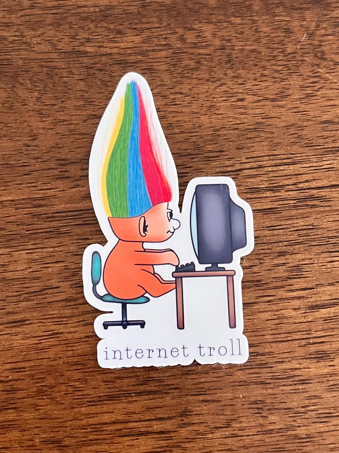 Funny Internet Troll Rainbow Hair Vinyl Sticker | Available in Soft ...