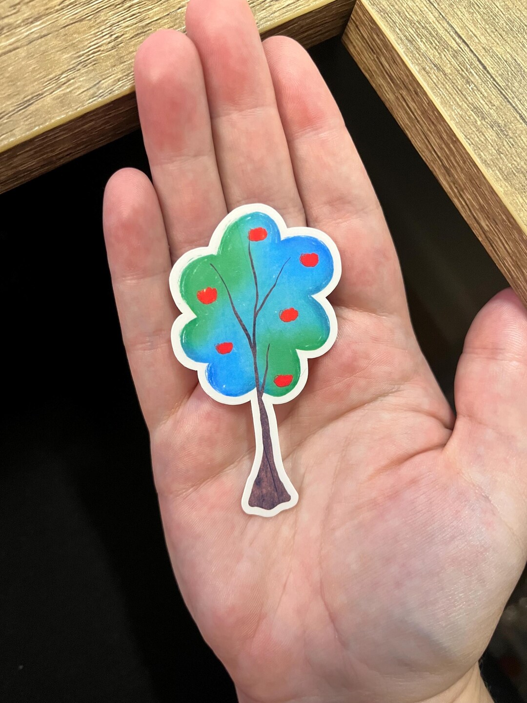 Cute Hand Drawn Colorful Apple Tree Vinyl Sticker Available in Soft ...