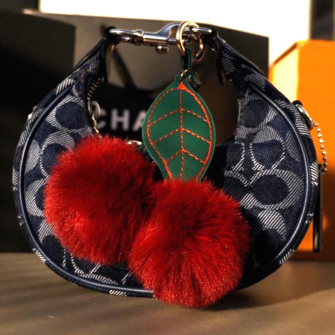 Plush Cherry Keychain – Cute Faux-fur Bag Charm - Etsy