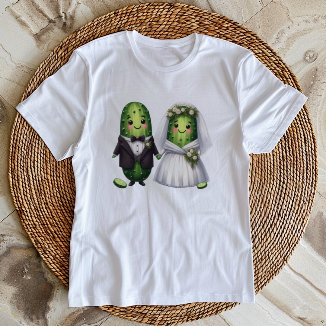 Cute Pickle Couple Wedding Bride Groom T-shirt, Funny Pickle Characters ...