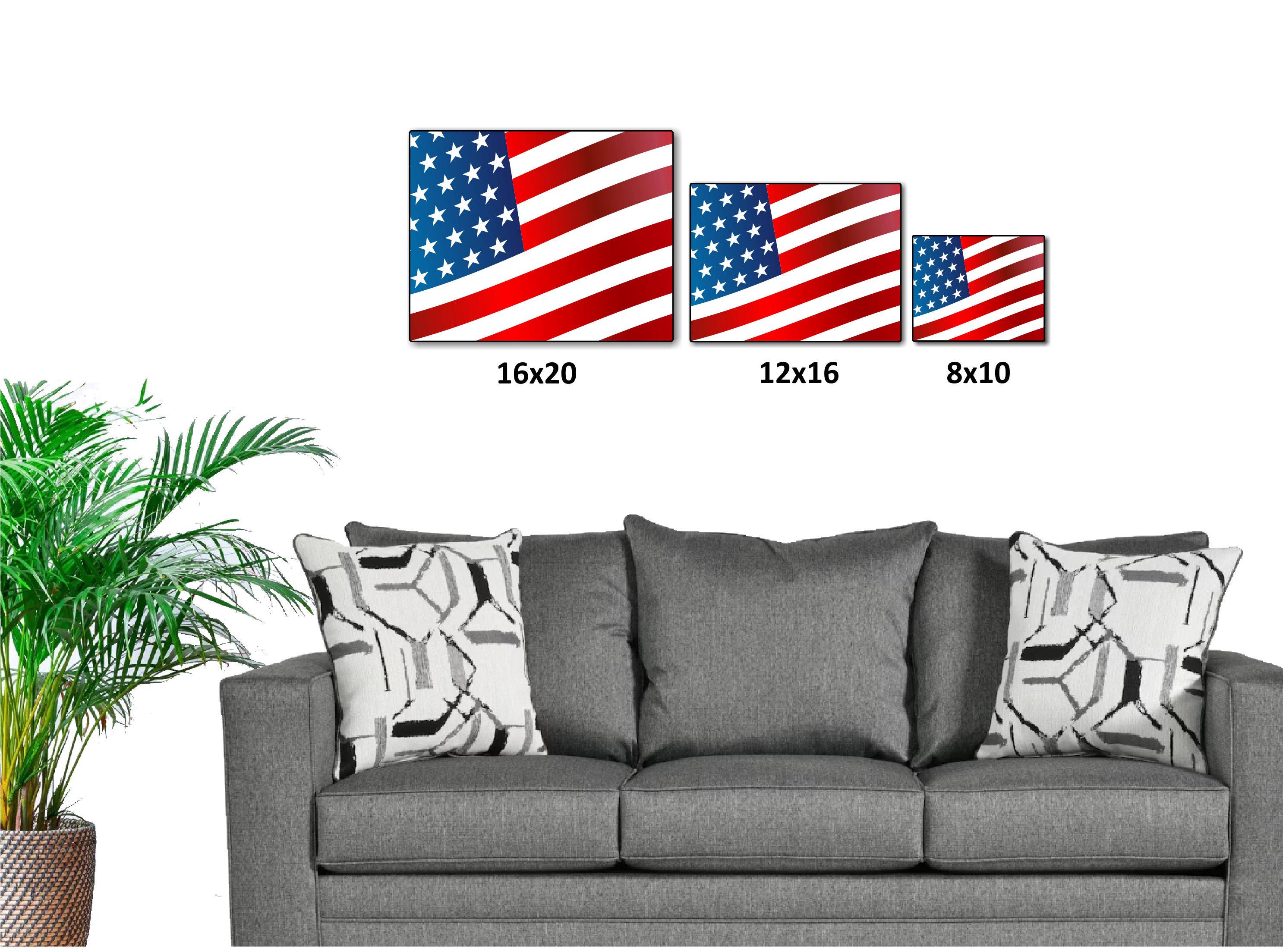 Wavy American Flag Printed Canvas in Vibrant UV Paint. Patriotic Decor ...