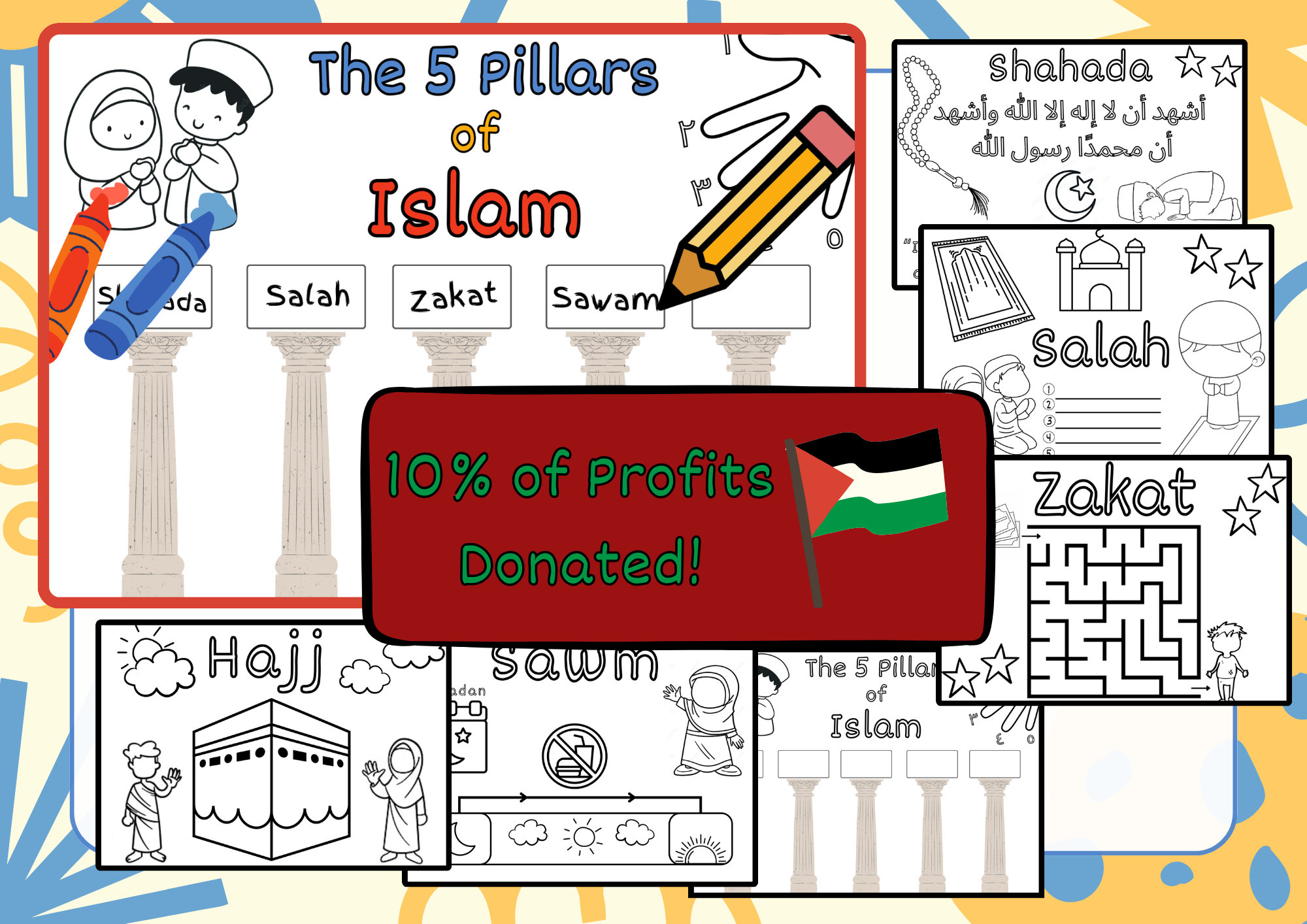 The Five Pillars of Islam Colouring Pages, Easy Kids Colouring ...