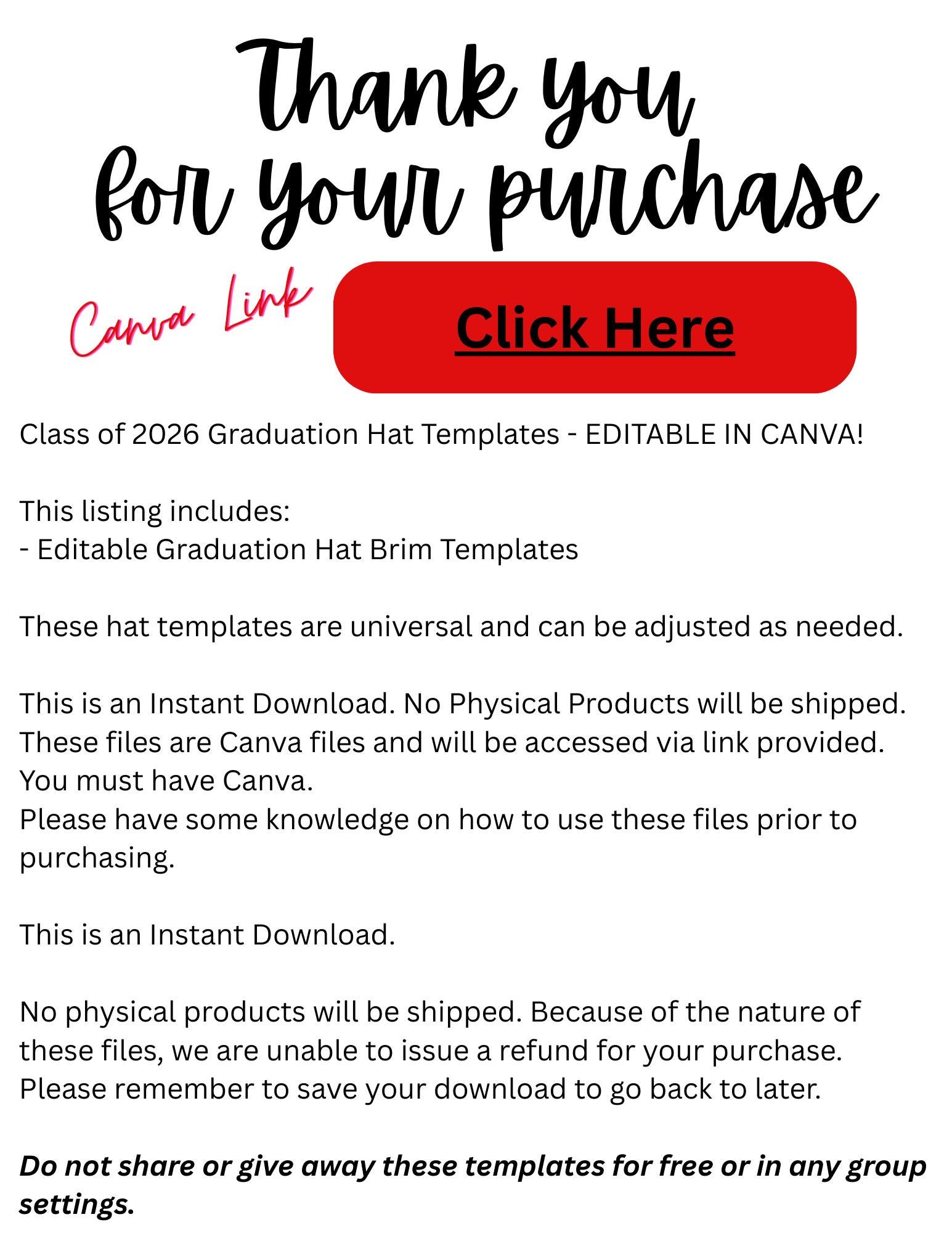 Trucker Hat Brim Graduation Template – Editable Canva Class of 2026 - Etsy