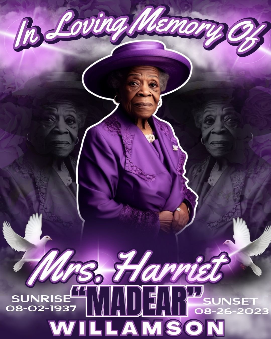 Editable Memorial - Purple - Canva Template - Etsy