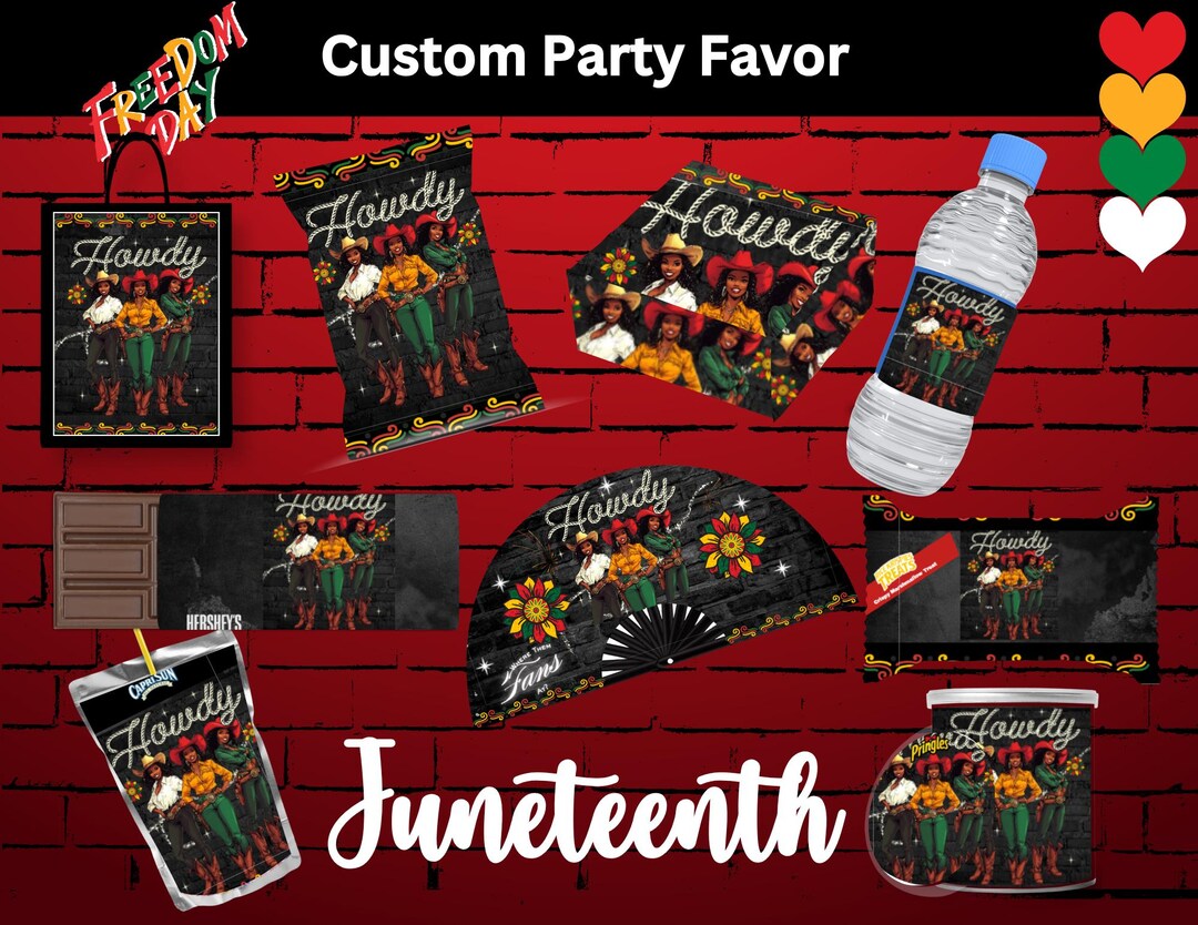 Juneteenth Party Favor Bundle, Editable Canva Template, Juneteenth Chip ...