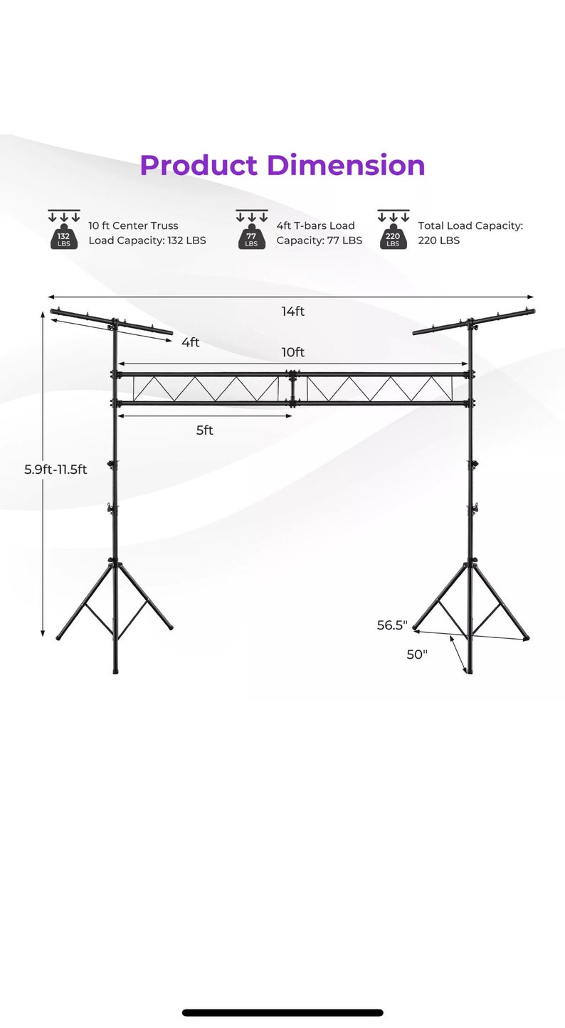 11.5 Portable Lighting Truss System Heavy Duty Metal Pro Audio DJ Light ...