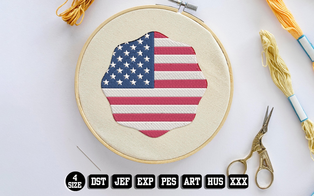 US Flag Embroidery Design for Independence and Patriot Day, Embroidery ...