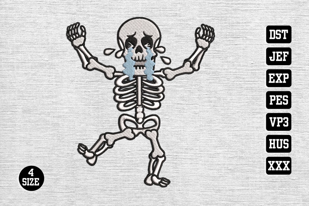 Crying Skeleton Embroidery Design for Machine, Embroidery Digitizing ...