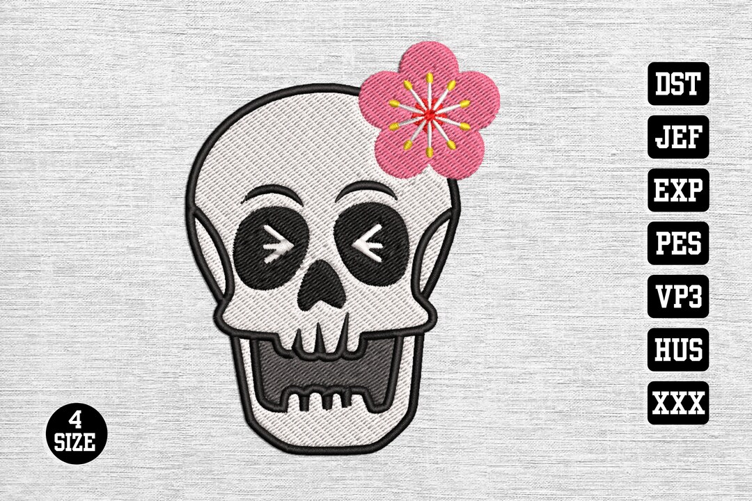 Laughing Skull Embroidery Design for Machine, Embroidery Digitizing ...