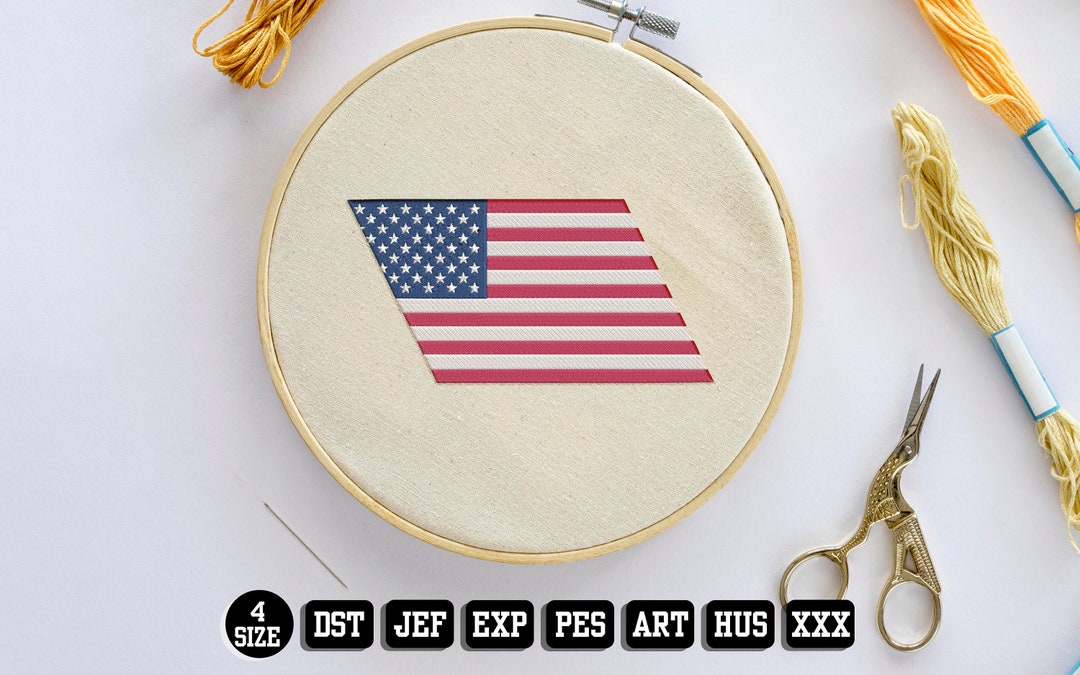 US Flag Embroidery Design for Independence and Patriot Day, Embroidery ...