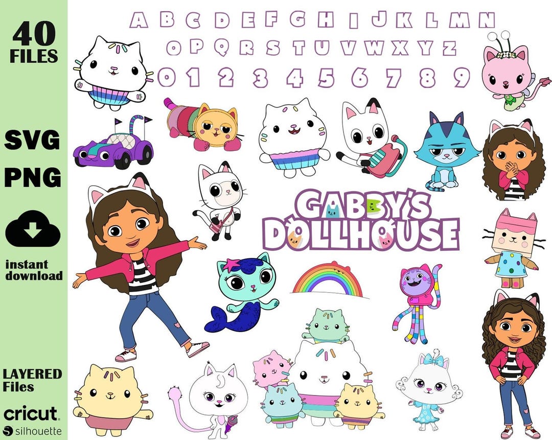 Gabbys Dollhouse Png Bundle Files Gabbys Dollhouse Birthday Png Gabbys