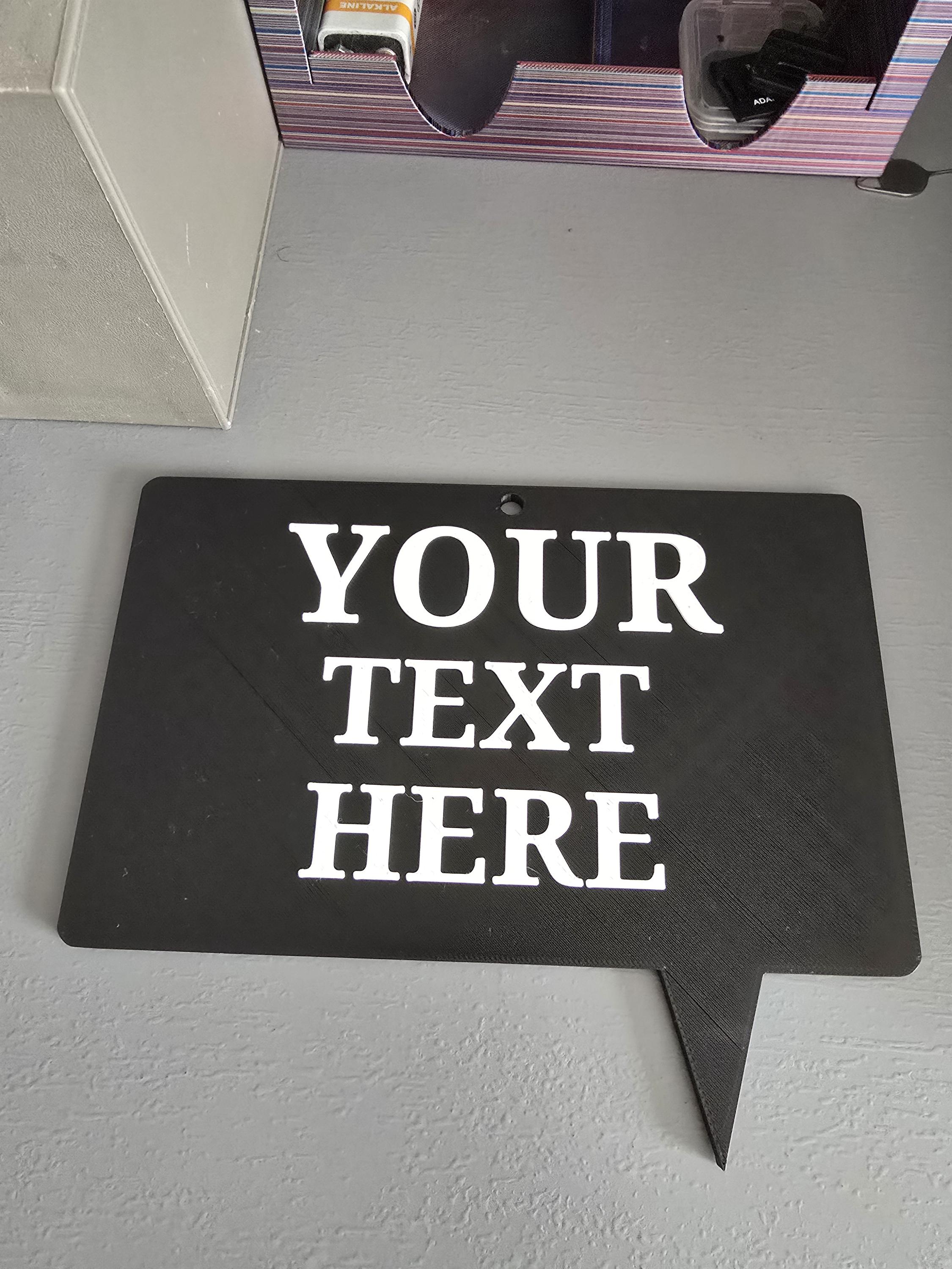 3D Printed Text Bubble Sign Speech Bubble Sign 3D Printed Sign Word ...