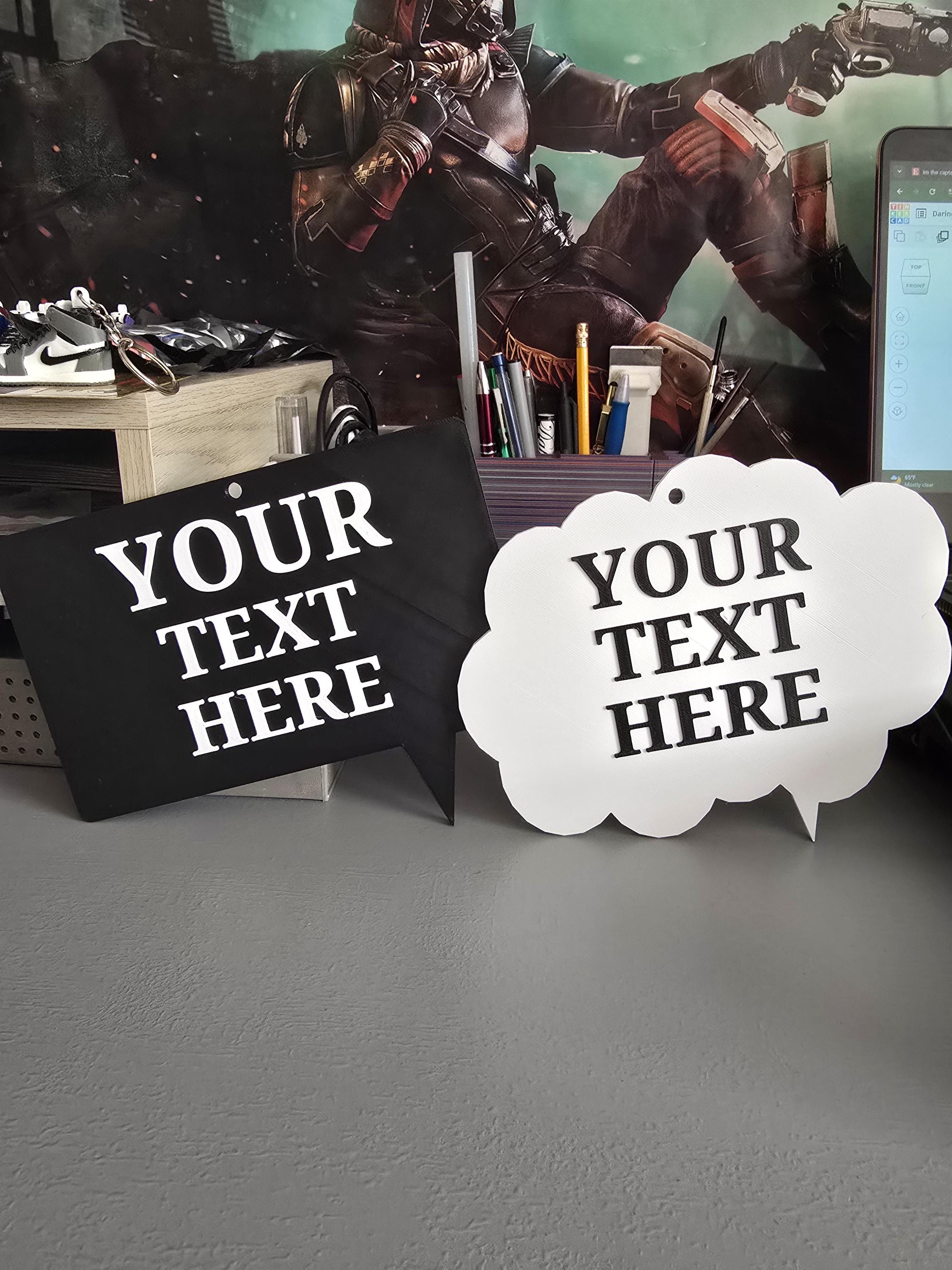 3D Printed Text Bubble Sign Speech Bubble Sign 3D Printed Sign Word ...