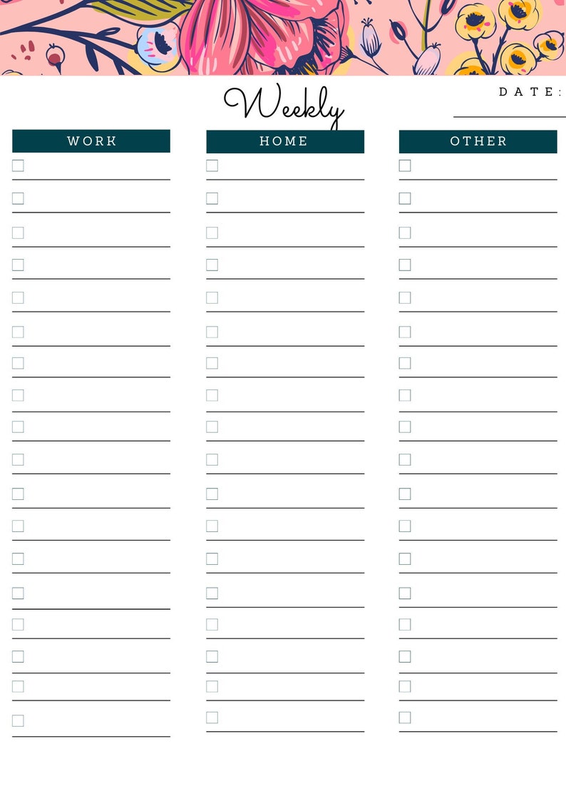 Weekly To-do List - Etsy