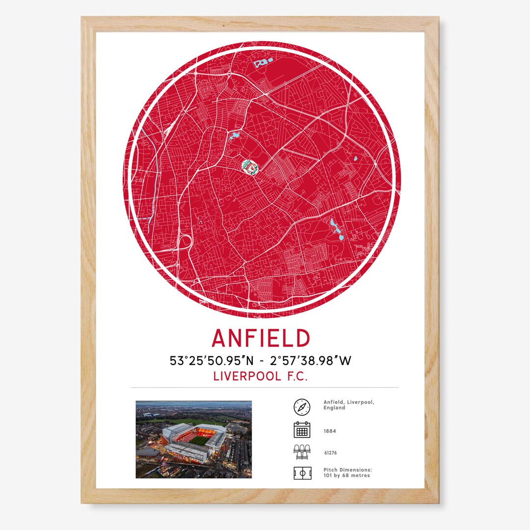 Posters (EU) Anfield Liverpool FC Premier League Map Gift - Etsy