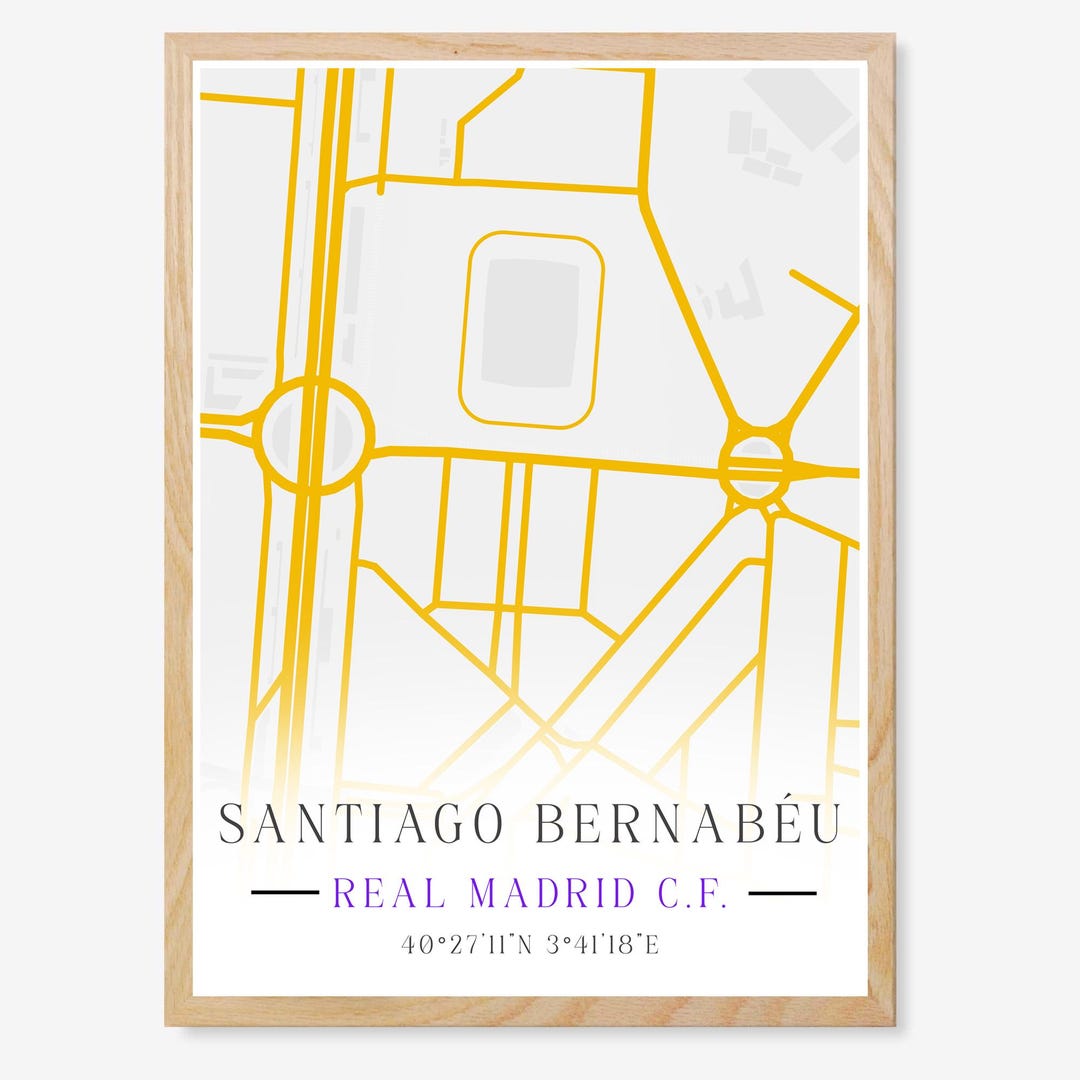 Santiago Bernabéu Real Madrid Map A3 - A4 - A2 Poster Gift Wall Art - Etsy
