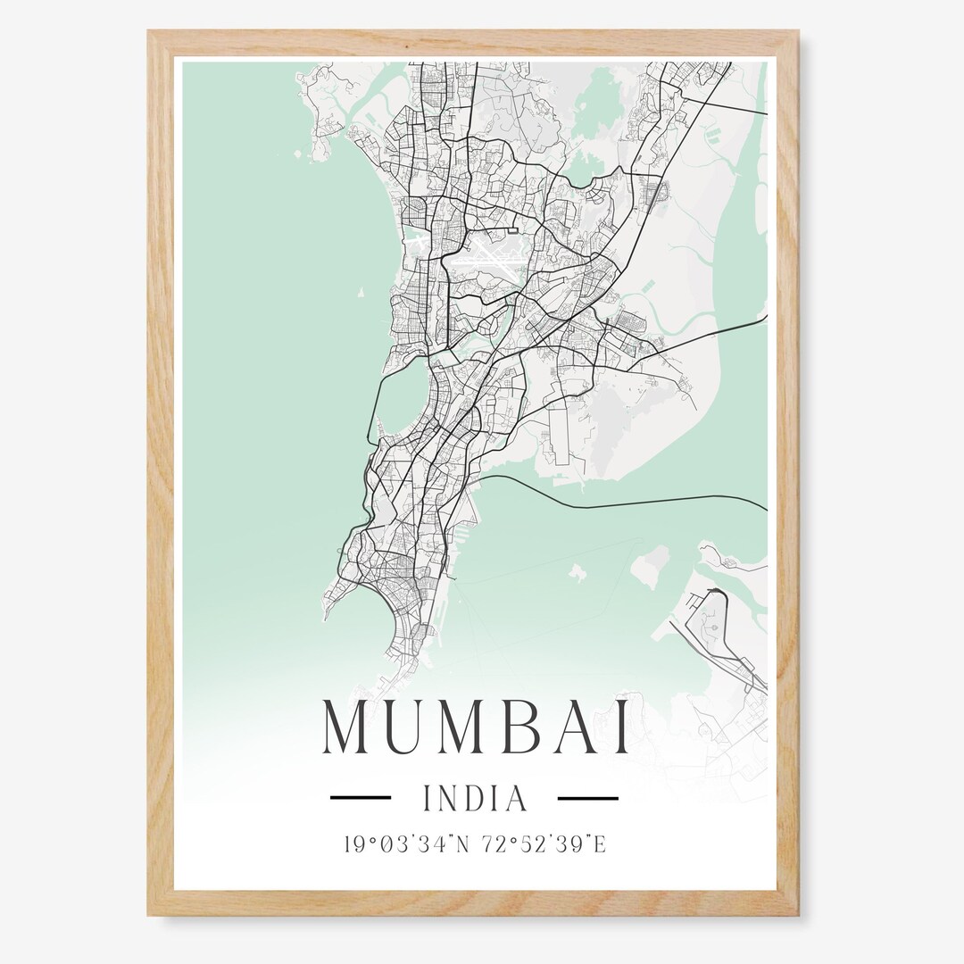 Mumbai Bombay Indian Posters WITH Wooden Frame Wall Art Gift Map - Etsy