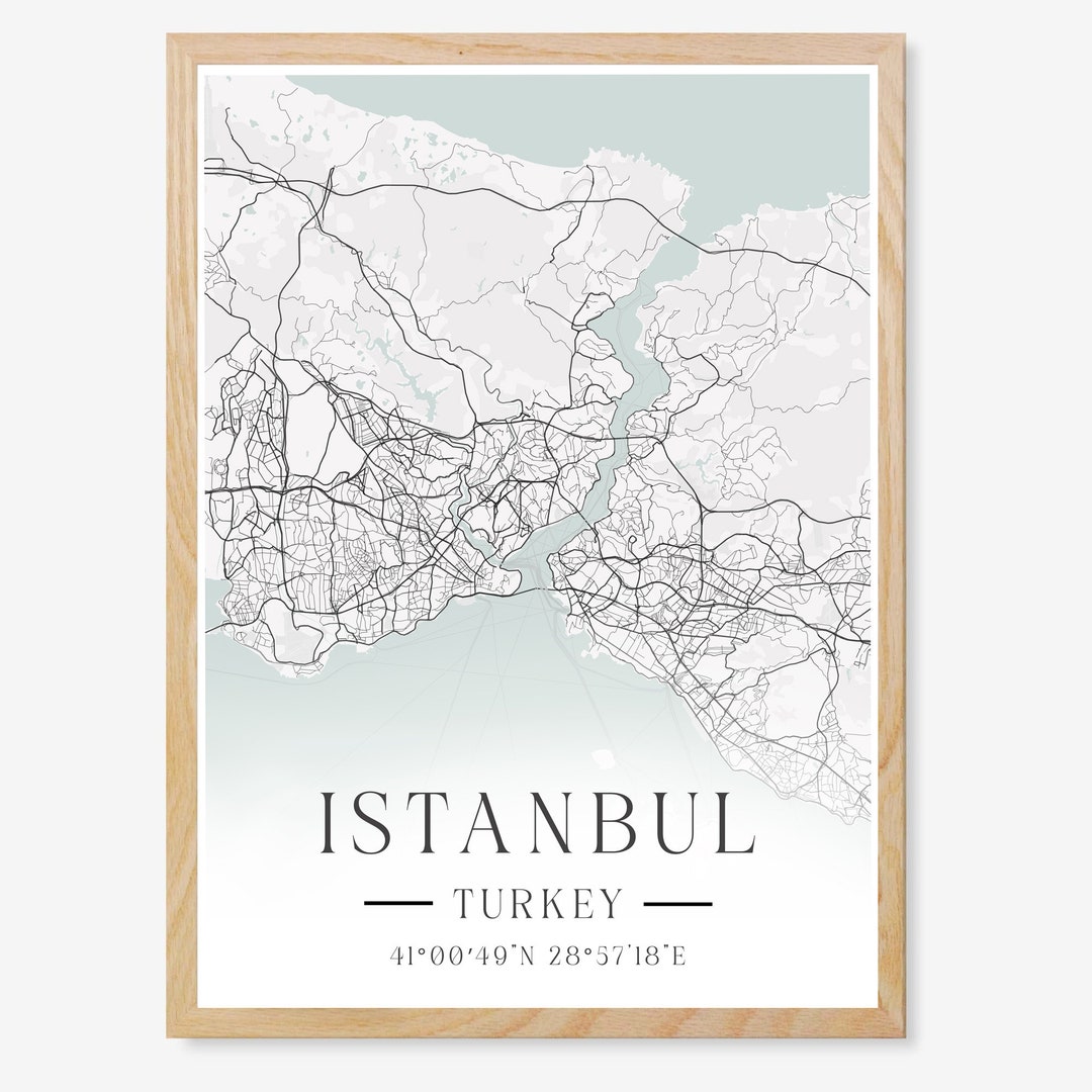 Istanbul Turkey Turkiye Posters WITH Wooden Frame Wall Art Map Gift - Etsy