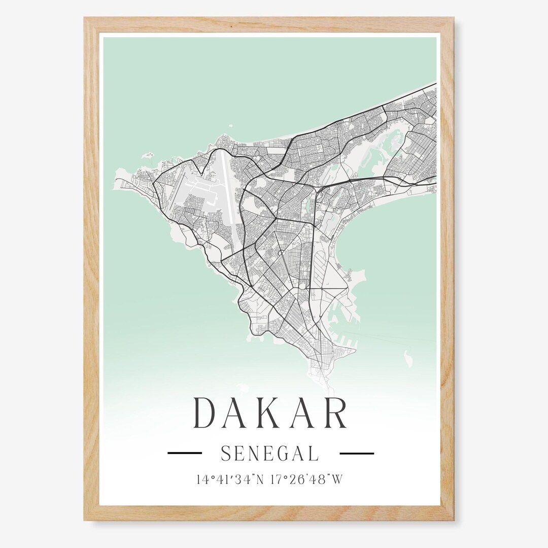 Dakar Senegal Map Streets Wall Art Gift Digital Download A2 A3 A4 - Etsy
