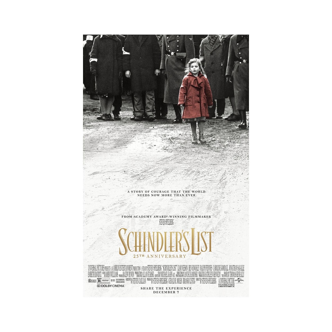 SCHINDLER'S LIST Movie Poster 2 Sided ORIGINAL 25TH Ann. 27x40 Steven ...