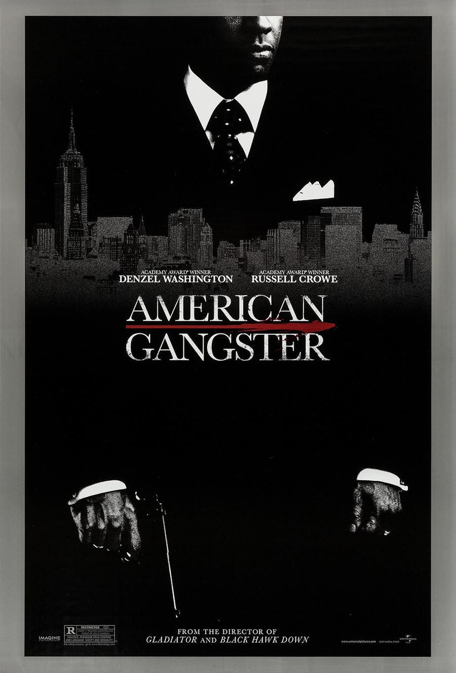AMERICAN GANGSTER Movie Poster 2 Sided ORIGINAL 27x40 Denzel Washington ...