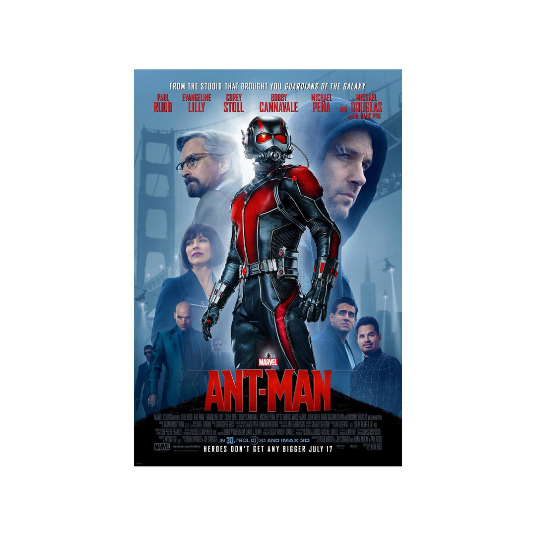 ANT-MAN Movie Poster 2 Sided ORIGINAL Final 27x40 Paul Rudd Evangeline ...