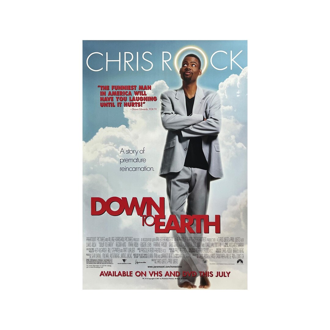 DOWN TO EARTH Movie Poster 1 Sided Original 27x40 Chris Rock Regina ...