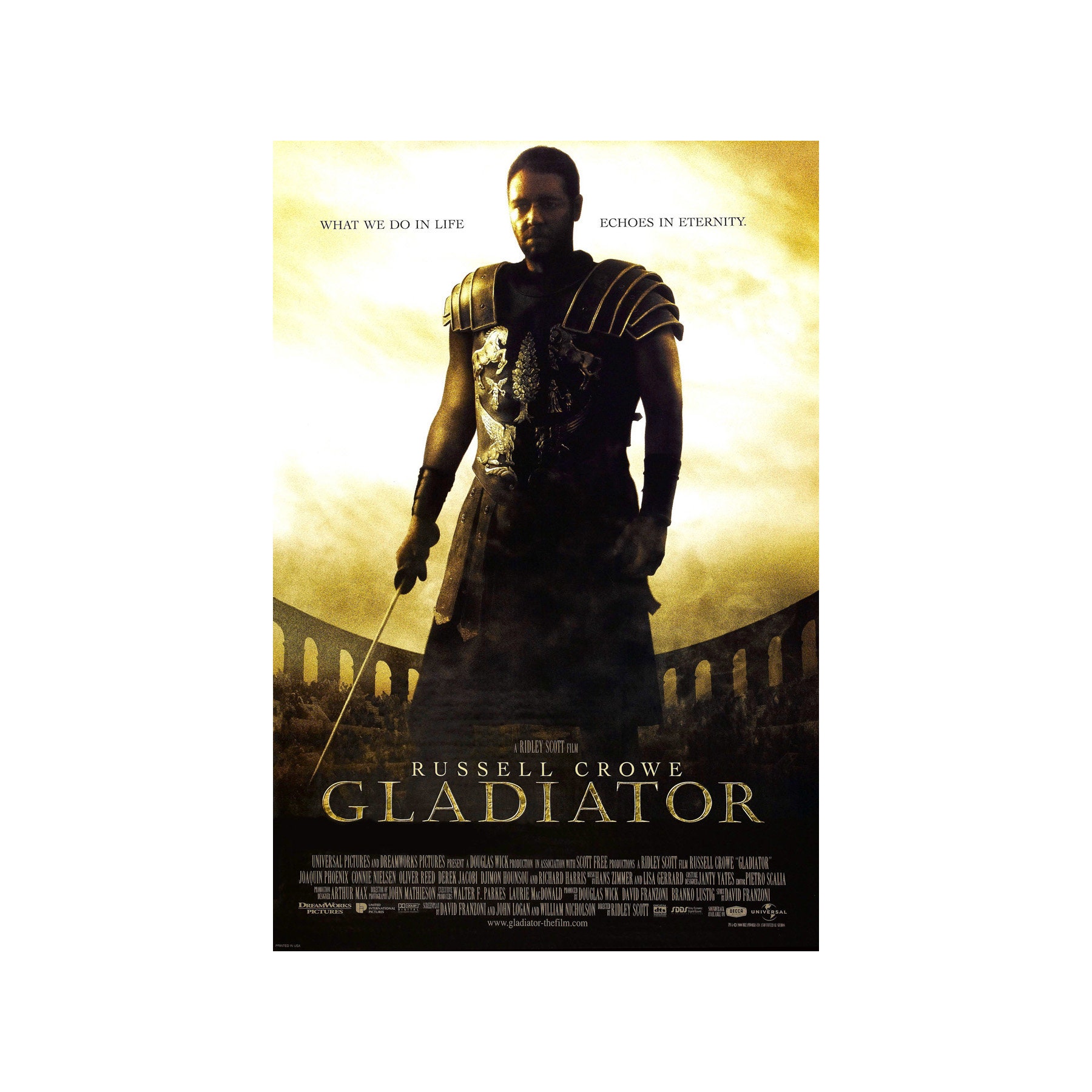 GLADIATOR Movie Poster 2 Sided ORIGINAL INTL Final Rolled 27x40 Russell ...