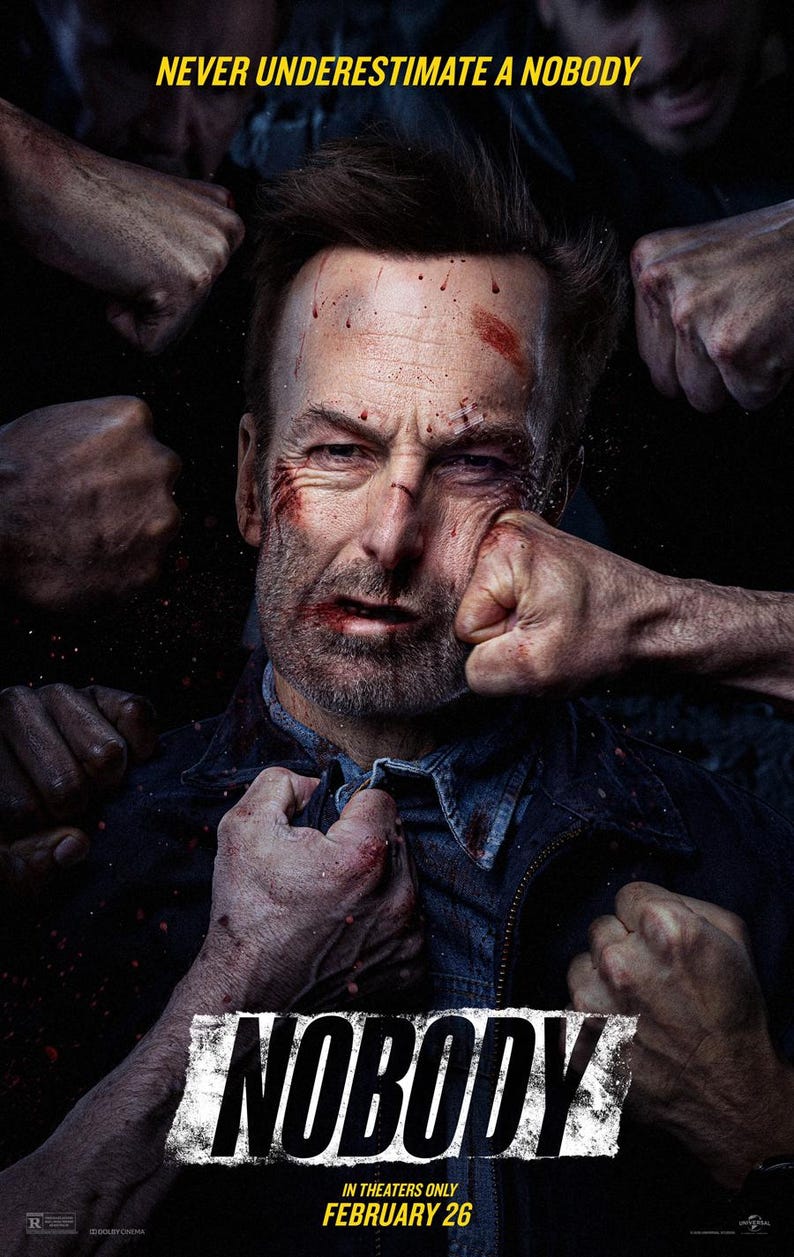 NOBODY MOVIE POSTER 2 Sided Original Advance 27x40 Bob Odenkirk Connie ...
