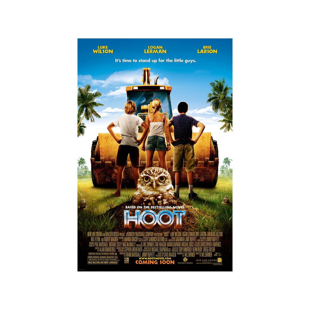 HOOT MOVIE POSTER 2 Sided Original Rolled 27x40 Luke Wilson Brie Larson ...