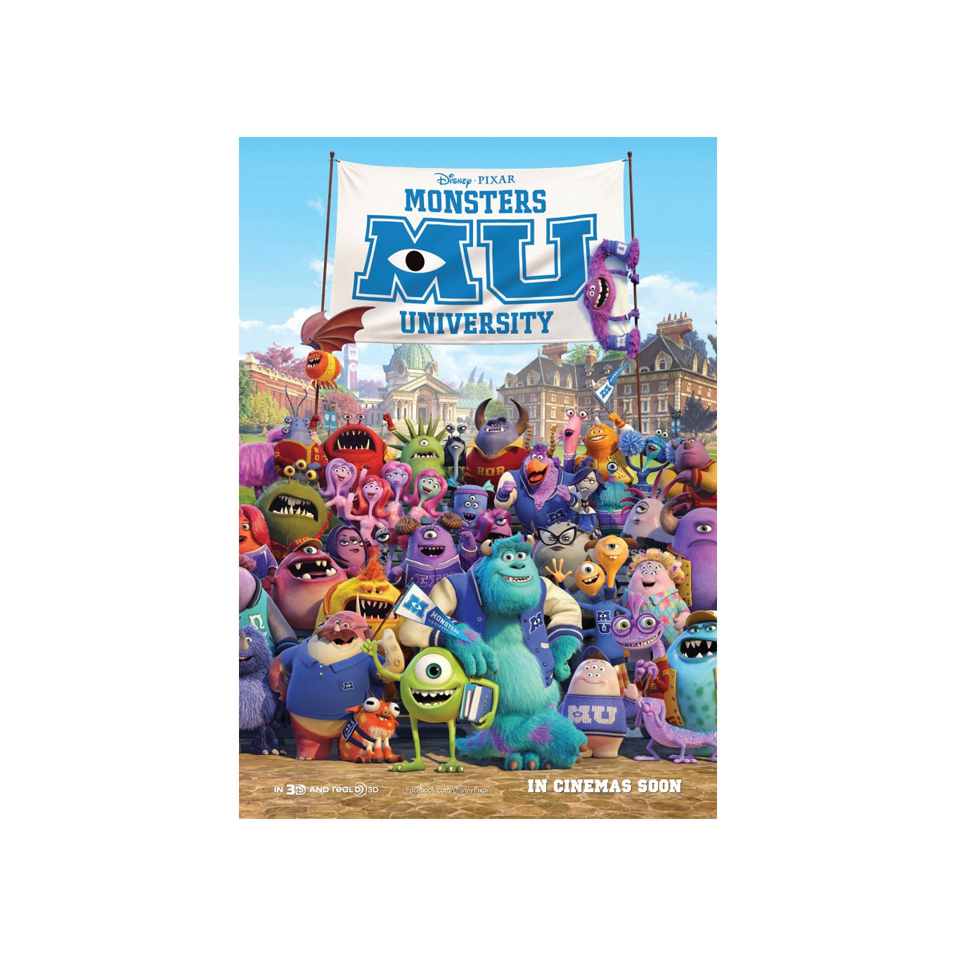 Monsters University Movie Poster 2 Sided Rare Original Intl Version B