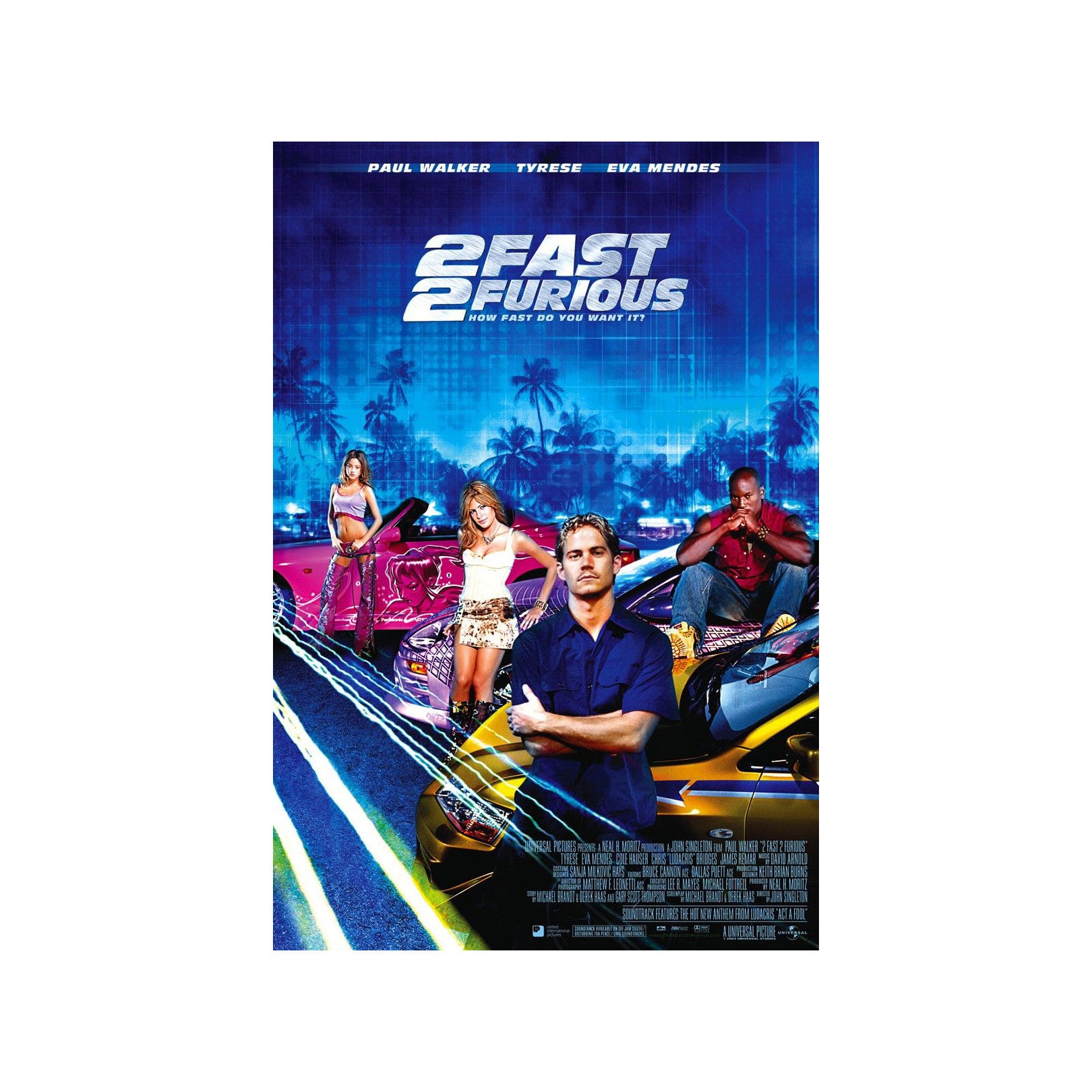 2 FAST 2 FURIOUS Movie Poster ORIGINAL Intl 2 Sided 27x40 Paul Walker ...